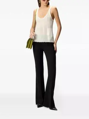 Pinko Ribbed Knit Tank Top With Ruffle Detail - Neutrals