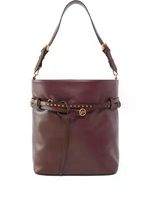 Pinko Studded Leather Bucket Bag - Red