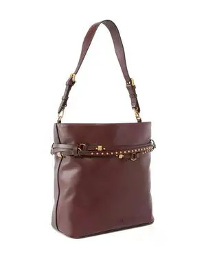 Pinko Studded Leather Bucket Bag - Red