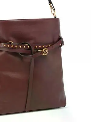 Pinko Studded Leather Bucket Bag - Red