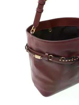 Pinko Studded Leather Bucket Bag - Red