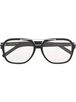 Saint Laurent Acetate Pilot Frame Sunglasses - Black