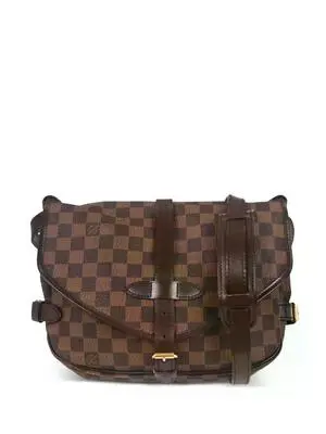 LOUIS VUITTON 2010 30 Saumur Messenger Bag Damier Ebene - Brown