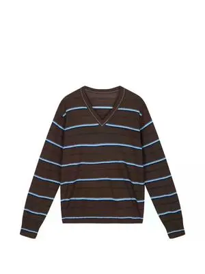 JNBY Striped V-neck Long Sleeve Jumper - Brown