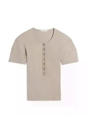 LEMAIRE Cotton-linen Rib Henley - Neutrals