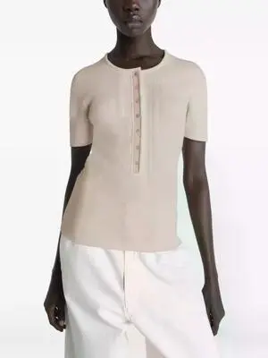 LEMAIRE Cotton-linen Rib Henley - Neutrals