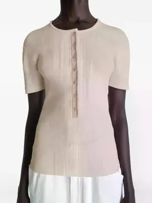 LEMAIRE Cotton-linen Rib Henley - Neutrals