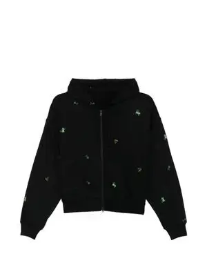 JNBY Floral Embroidered Full Zip Hoodie - Black