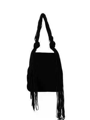 JNBY Fringed Shoulder Bag With Knotted Top Handle