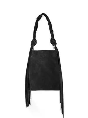 JNBY Fringed Shoulder Bag With Knotted Top Handle - Black