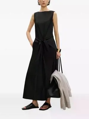 LESS Origami Midi Dress With Ribbon Detail