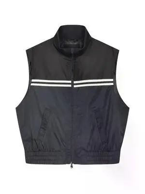 CROQUIS Two-tone Striped Zip-up Vest - Blue
