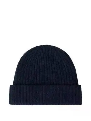 Pringle Of Scotland Ribbed Chunky Cashmere Beanie - Blue