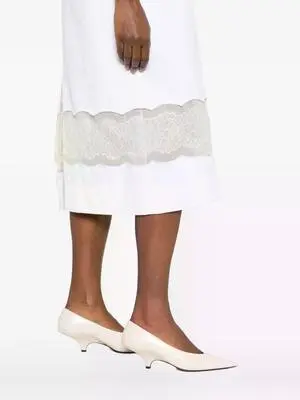 Carven V-neck Lace Detail Midi Dress