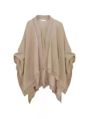 PIP STUDIO Striped Open-front Knitted Cape - Neutrals