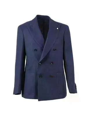 LUIGI BIANCHI MANTOVA Double-breasted Suit Jacket - Blue