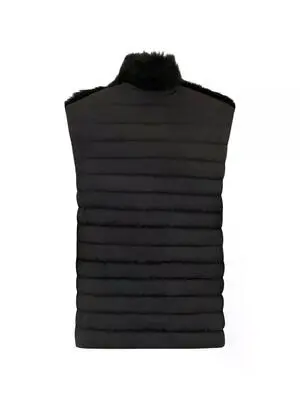 MOORER Sleeveless Padded Fur Trim Dress - Black