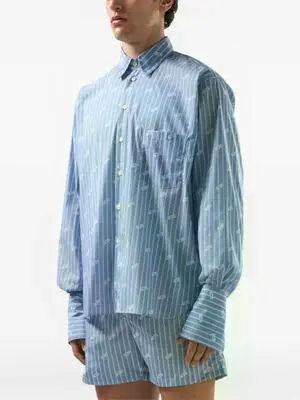 Gcds Pinstripe Logo-pattern Shirt