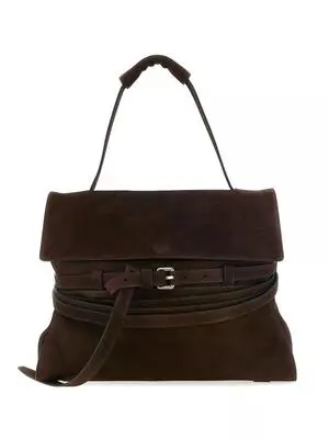 Moschino Medium Tie Me Suede Shoulder Bag