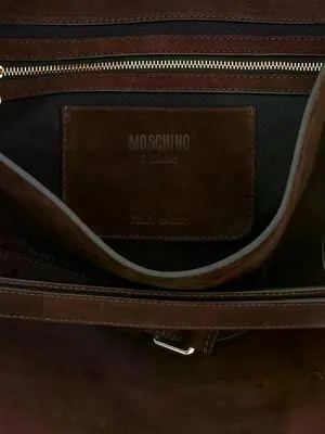 Moschino Medium Tie Me Suede Shoulder Bag
