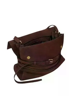 Moschino Medium Tie Me Suede Shoulder Bag - Brown