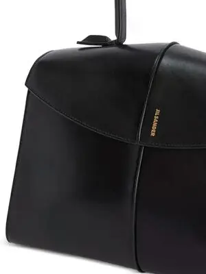 JIL SANDER Medium Linea Leather Tote Bag - Black