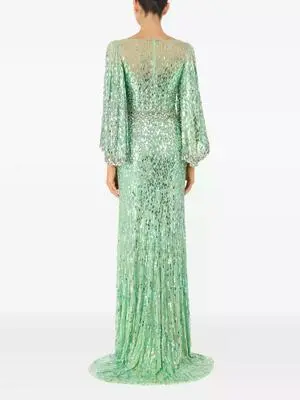 Jenny Packham Ines Sequin-embellished Maxi Dress - Green