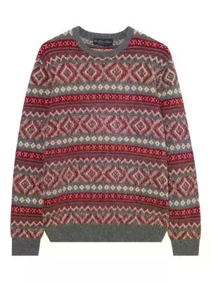 Brooks Brothers Fair Isle Knit Crew Neck Sweater - Red