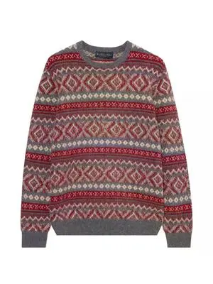Brooks Brothers Fair Isle Knit Crew Neck Sweater - Red