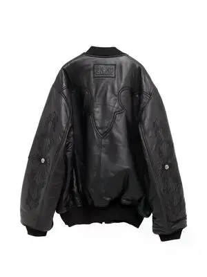 AMAL GUESSOUS Leather Bomber Jacket