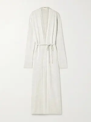 Khaite Alek Belted Merino Wool Cardigan - Gray