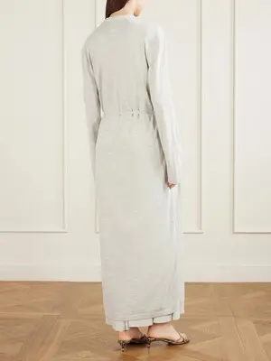 Khaite Alek Belted Merino Wool Cardigan - Gray
