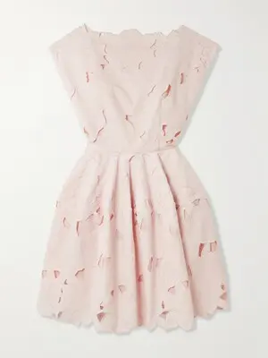 Erdem Embroidered Cutout Poplin Mini Dress