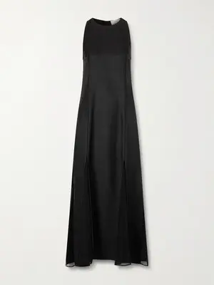 Loulou De Saison Iraka Silk-twill Midi Dress - Black