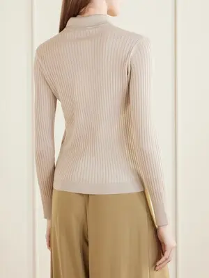 Max Mara Ribbed Cashmere And Silk-blend Polo Sweater