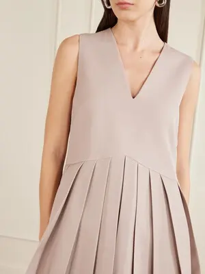 JIL SANDER Pleated Wool-twill Top