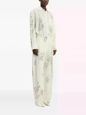 Victoria Beckham Wide-leg Floral Trousers - Neutrals