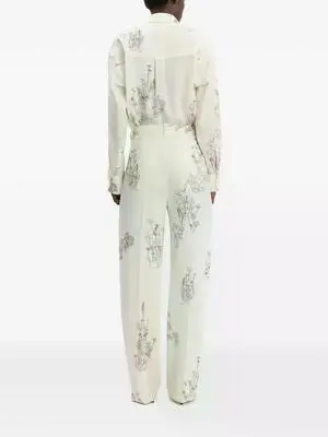 Victoria Beckham Wide-leg Floral Trousers - Neutrals