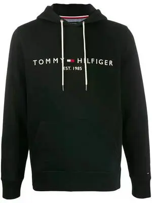 Tommy Hilfiger Logo Print Hoodie - Black