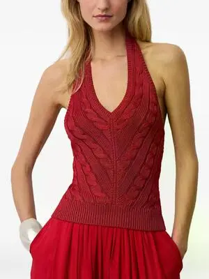 Ralph Lauren Cable Knit Halterneck Top - Red