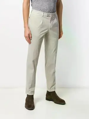 DELL'OGLIO Slim Fit Chino Trousers - Brown