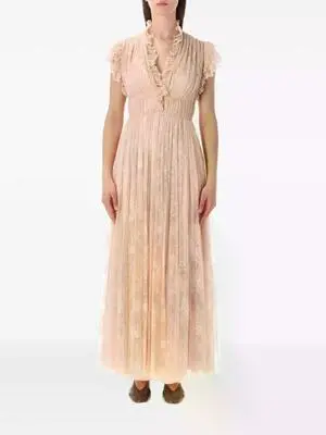 Alberta Ferretti Pleated Slip-on Maxi Dress - Neutrals