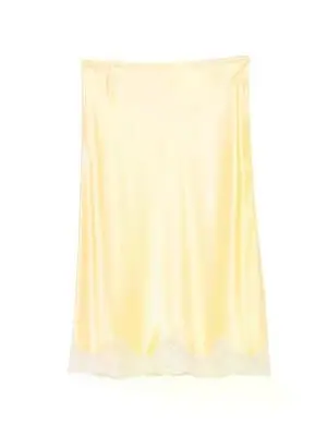 Saint Laurent Lace Trim Midi Skirt - Yellow