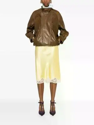 Saint Laurent Lace Trim Midi Skirt - Yellow