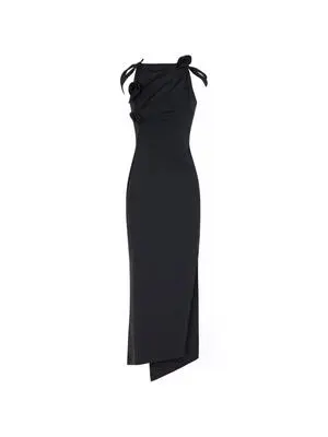 Coperni Sleeveless Asymmetric Dress With Rosette Detail - Black