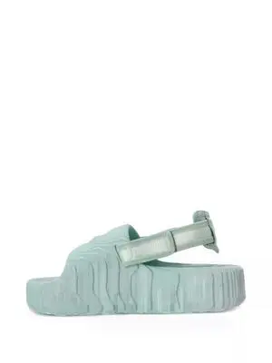 Adidas Adilette Textured Slingback Platform Sandals - Green