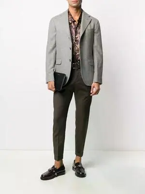 LOW BRAND Tapered Slim-fit Trousers In Virgin Wool - Brown