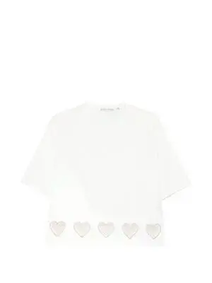 Alice + Olivia Evan Crystal Hearts Cut-out T-shirt