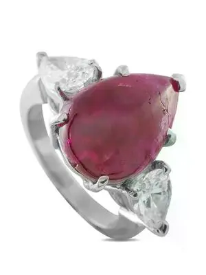 LB EXCLUSIVE Platinum Diamond And Ruby Ring - Silver
