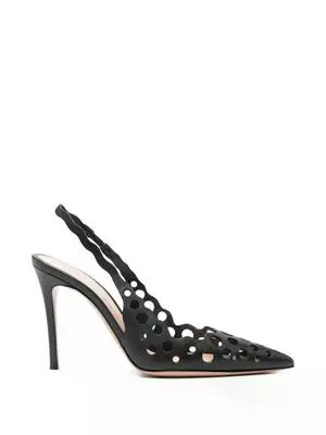 GIANVITO ROSSI Laser-cut Slingback Heeled Pumps - Black